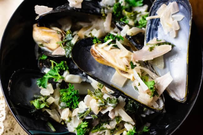 Mussels Steamed in Wine and Cream from Belgium - The Foreign Fork