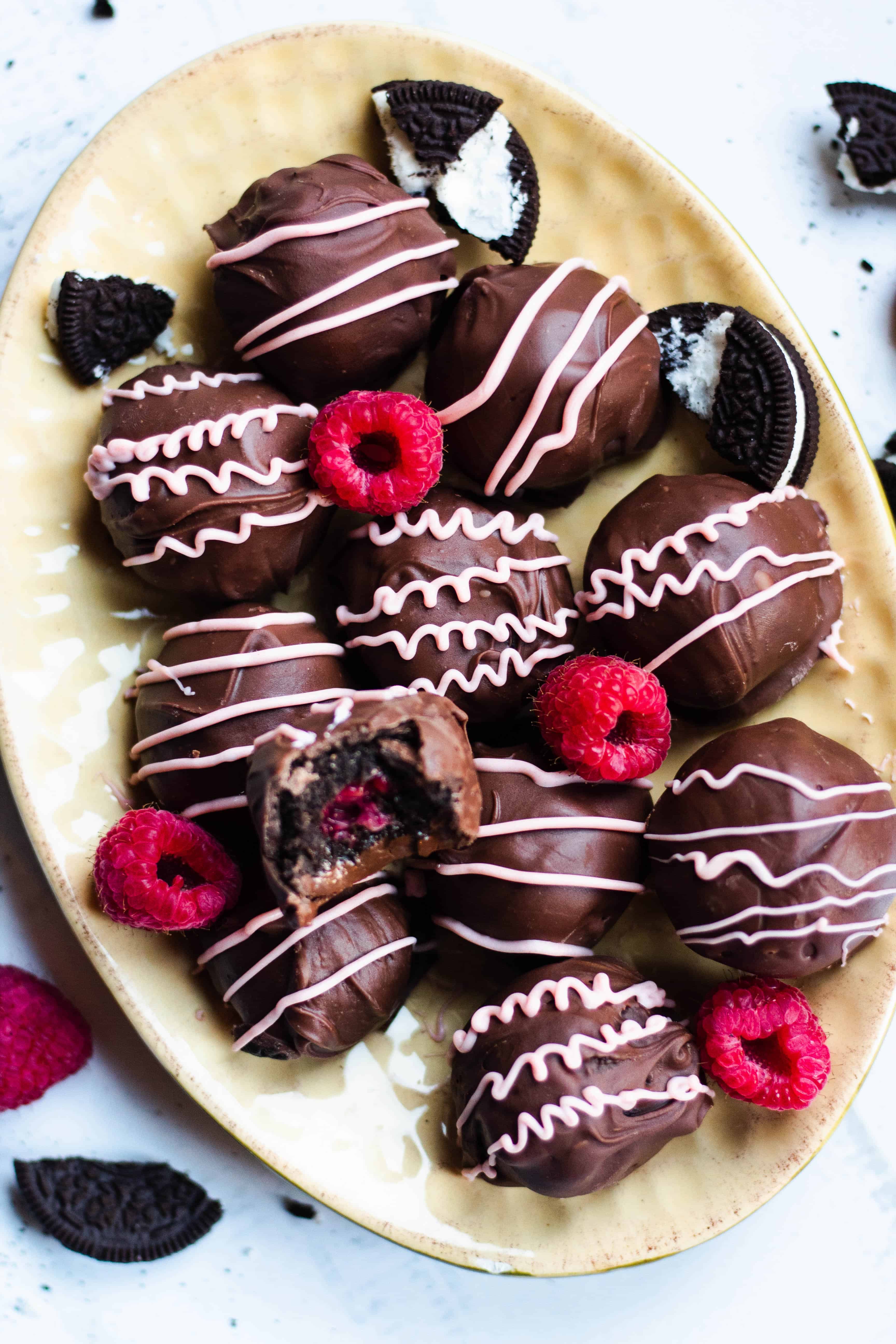 Oreo Truffles with Raspberry Filling - The Foreign Fork