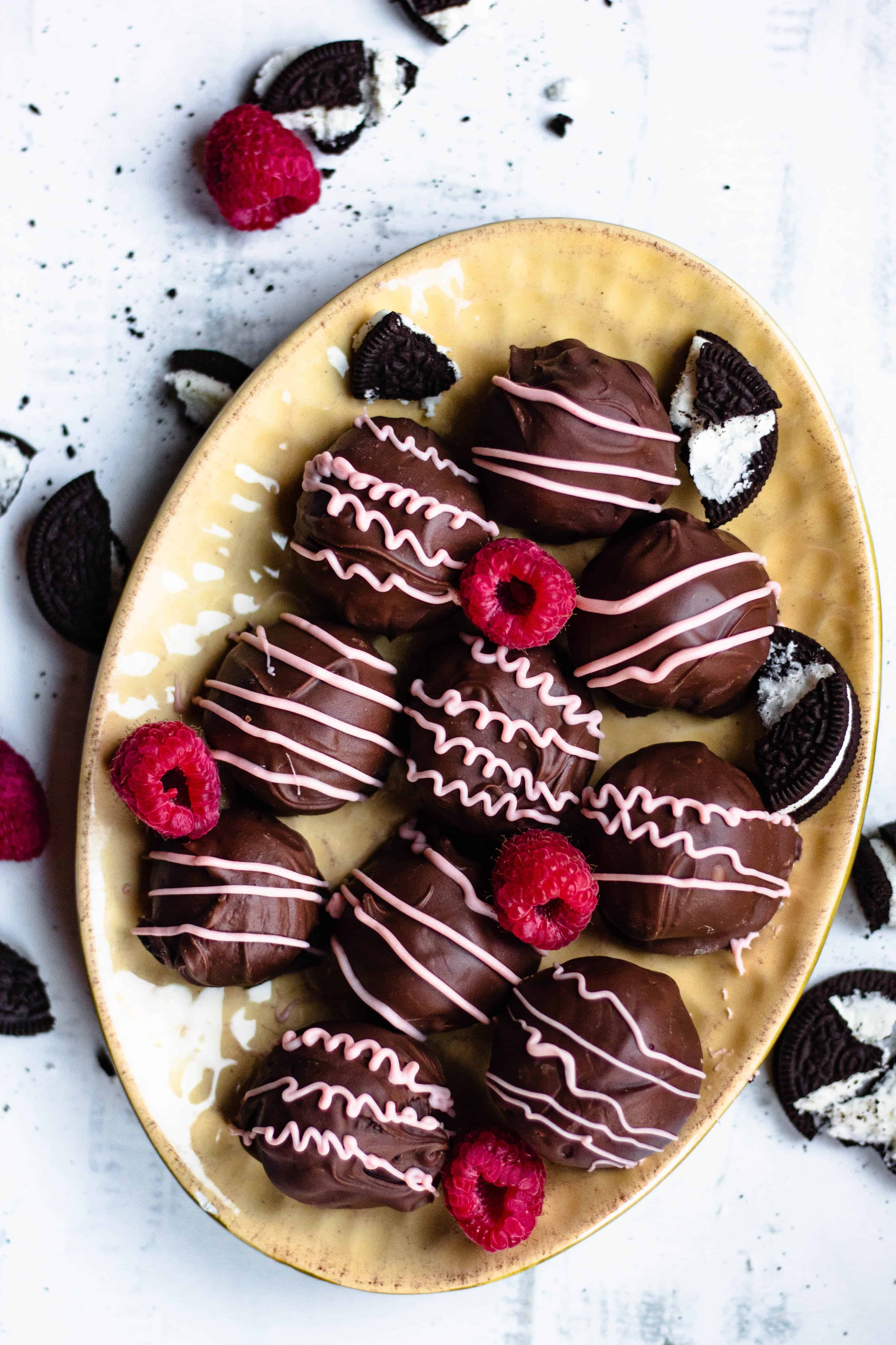 Oreo Truffles with Raspberry Filling - The Foreign Fork