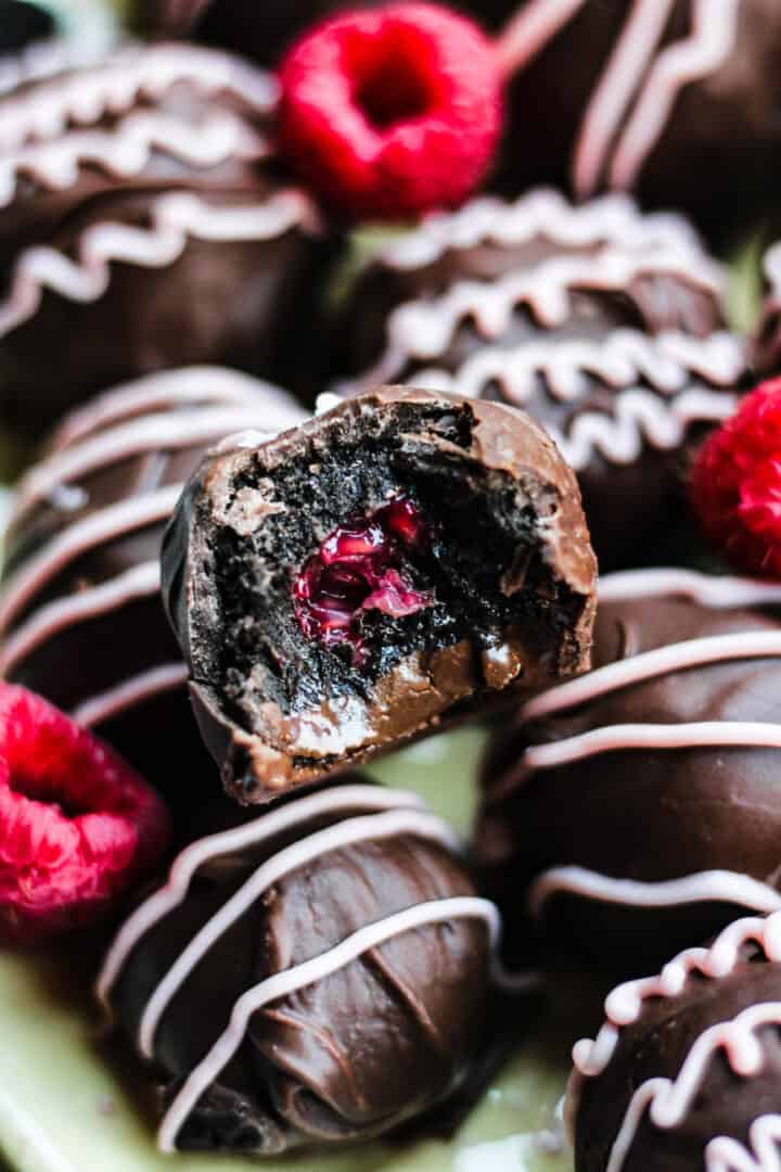 Oreo Truffles with Raspberry Filling - The Foreign Fork