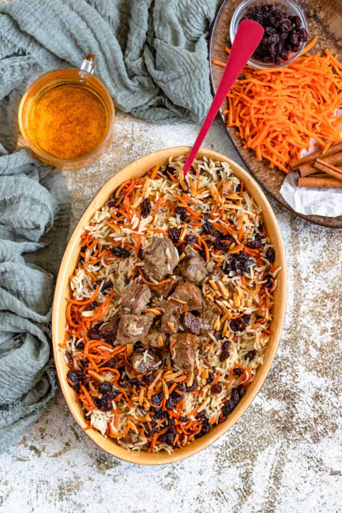 Kabuli Pulao (Spiced Lamb Pilaf) from Afghanistan - The Foreign Fork