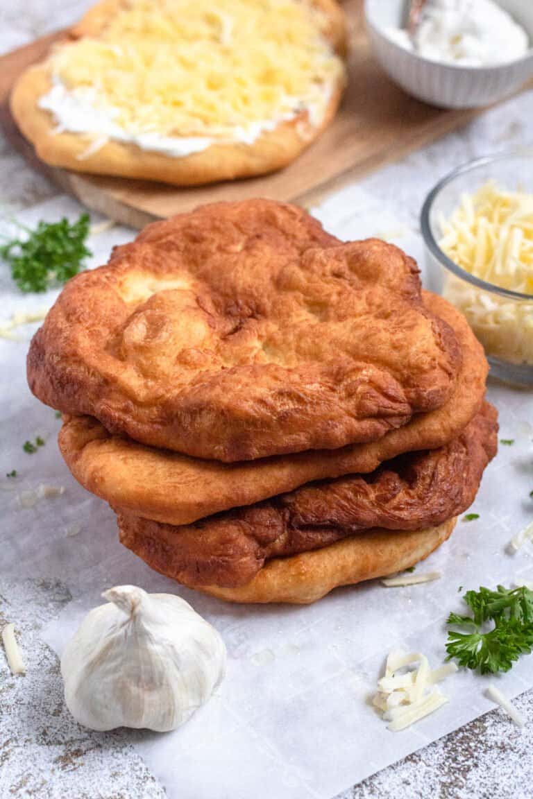 Hungarian Langos Recipe - A Street Food Staple!- The Foreign Fork