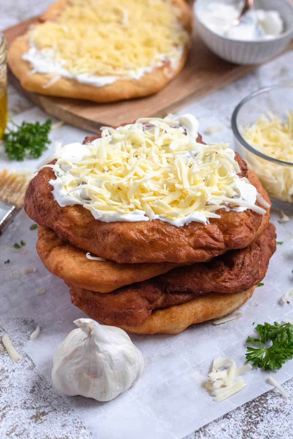 Hungarian Langos Recipe - A Street Food Staple!- The Foreign Fork