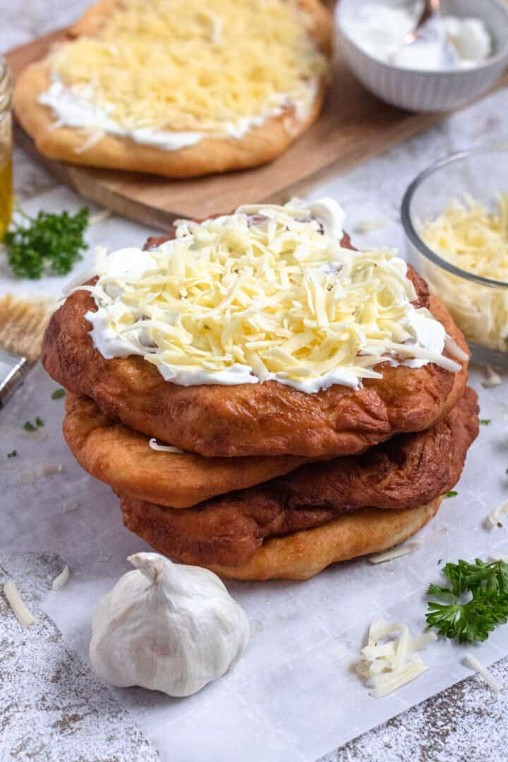 Hungarian Langos Recipe - A Street Food Staple!- The Foreign Fork