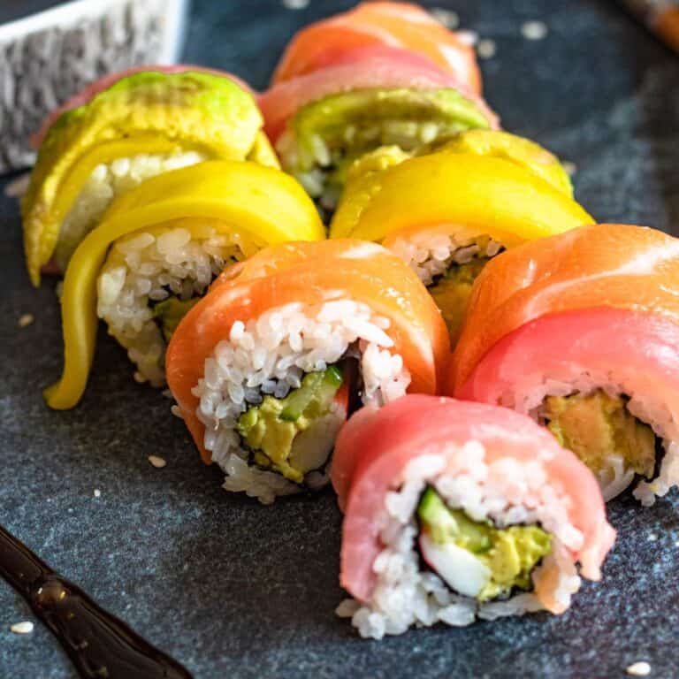 Rainbow Roll Sushi - A Japanese Creation! - The Foreign Fork