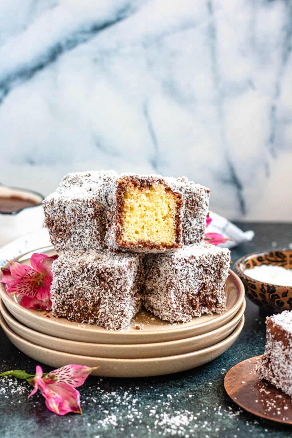 Lamingtons - Chocolate Coconut Sponge Cake- The Foreign Fork