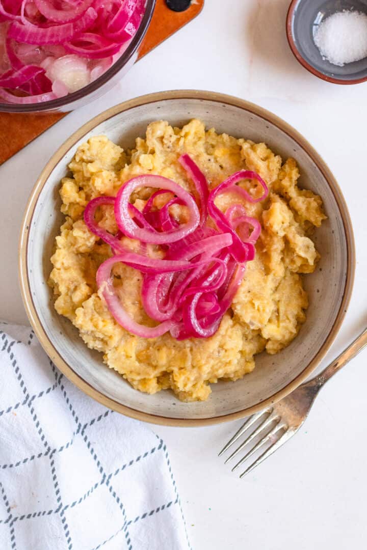 Mangu - (Mashed Plantains) A Dominican Breakfast - The Foreign Fork